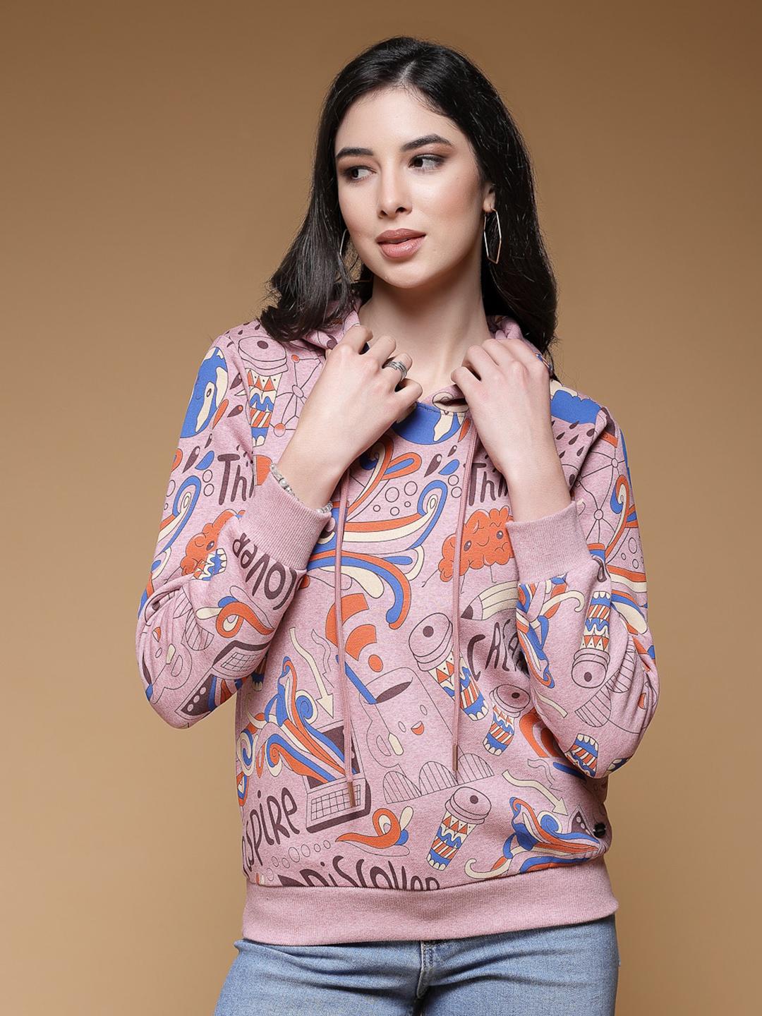Buy Juelle Pullover Conversational Printed Hooded Full Sleeves Insert ...