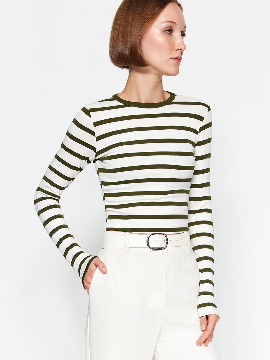 Buy Trendyol Horizontal Stripes Round Neck Top - Tops for Women ...