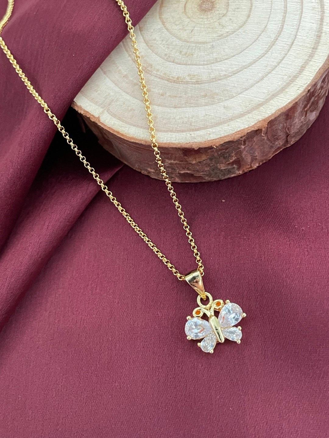 Buy Digital Dress Room Gold Plated Brass American Diamond Studded Chain ...