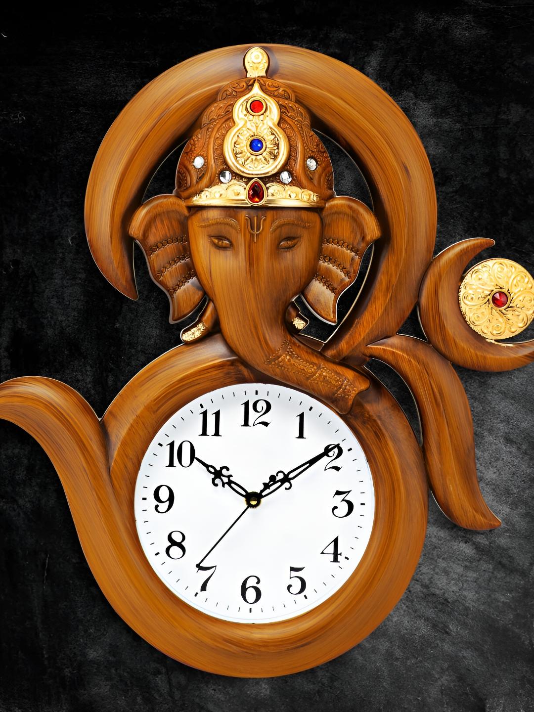 Buy Attractionz Brown Contemporary Round Shaped Analogue Wall Clock ...