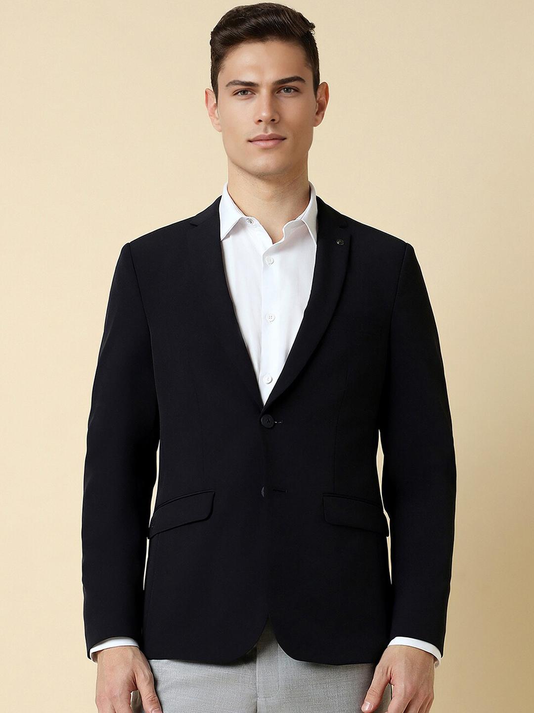 Buy Allen Solly Slim Fit Notched Lapel Single Breasted Formal Blazer ...