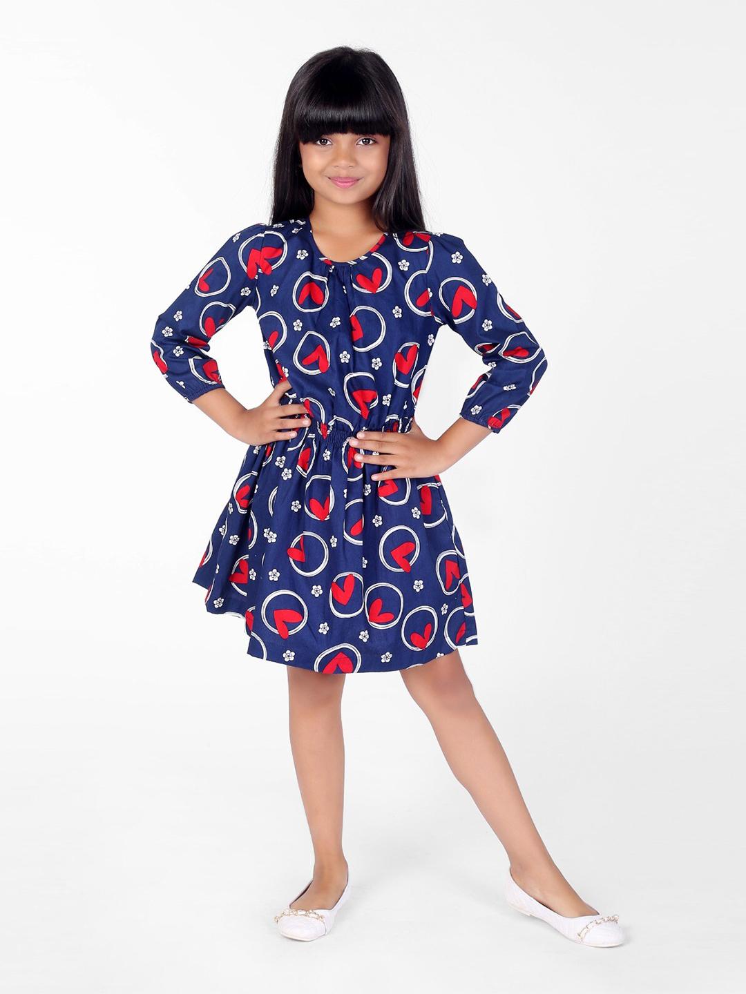 Buy ZIP ZAP ZOOP Girls Conversational Printed Smocked Pure Cotton Fit ...