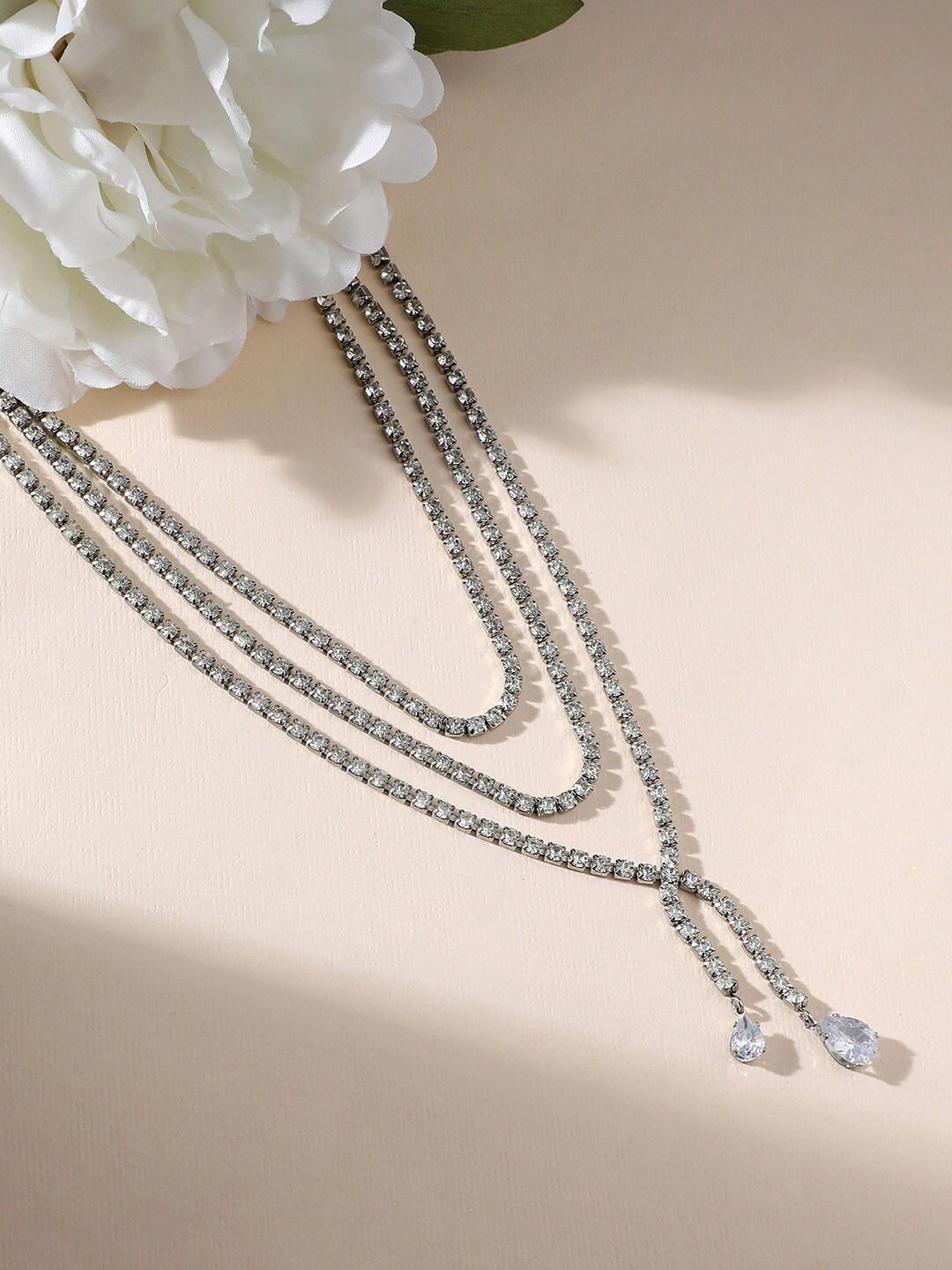 Buy DressBerry Silver Plated Stone Studded Necklace - Necklace And ...