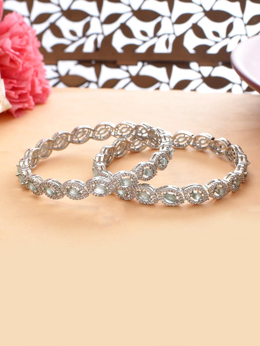 Buy CZ Elegance Classy Pair Of Bangles In Silver Plating - Bangle for ...
