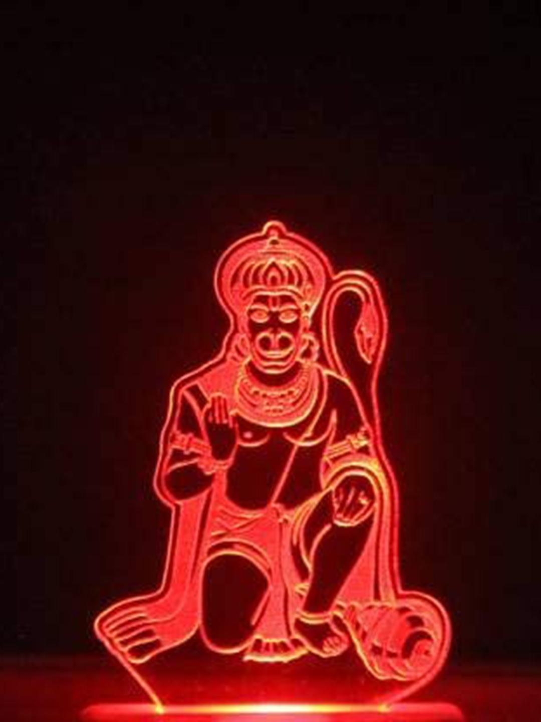Buy NMII White & Red Lord Hanuman 3D Illusion Acrylic Table Lamps ...