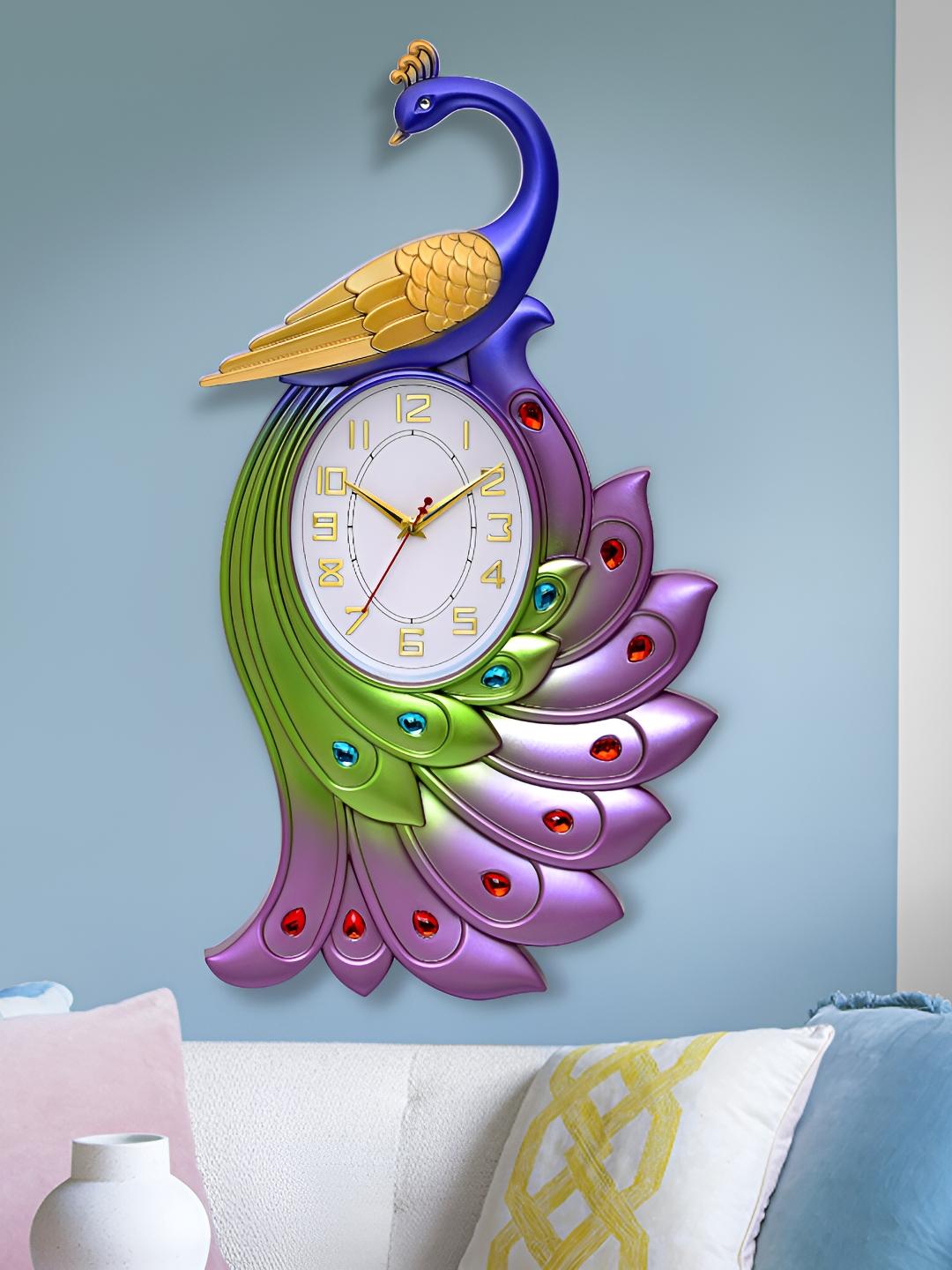 Buy Attractionz Purple & White Peacock Oval Shaped Contemporary ...