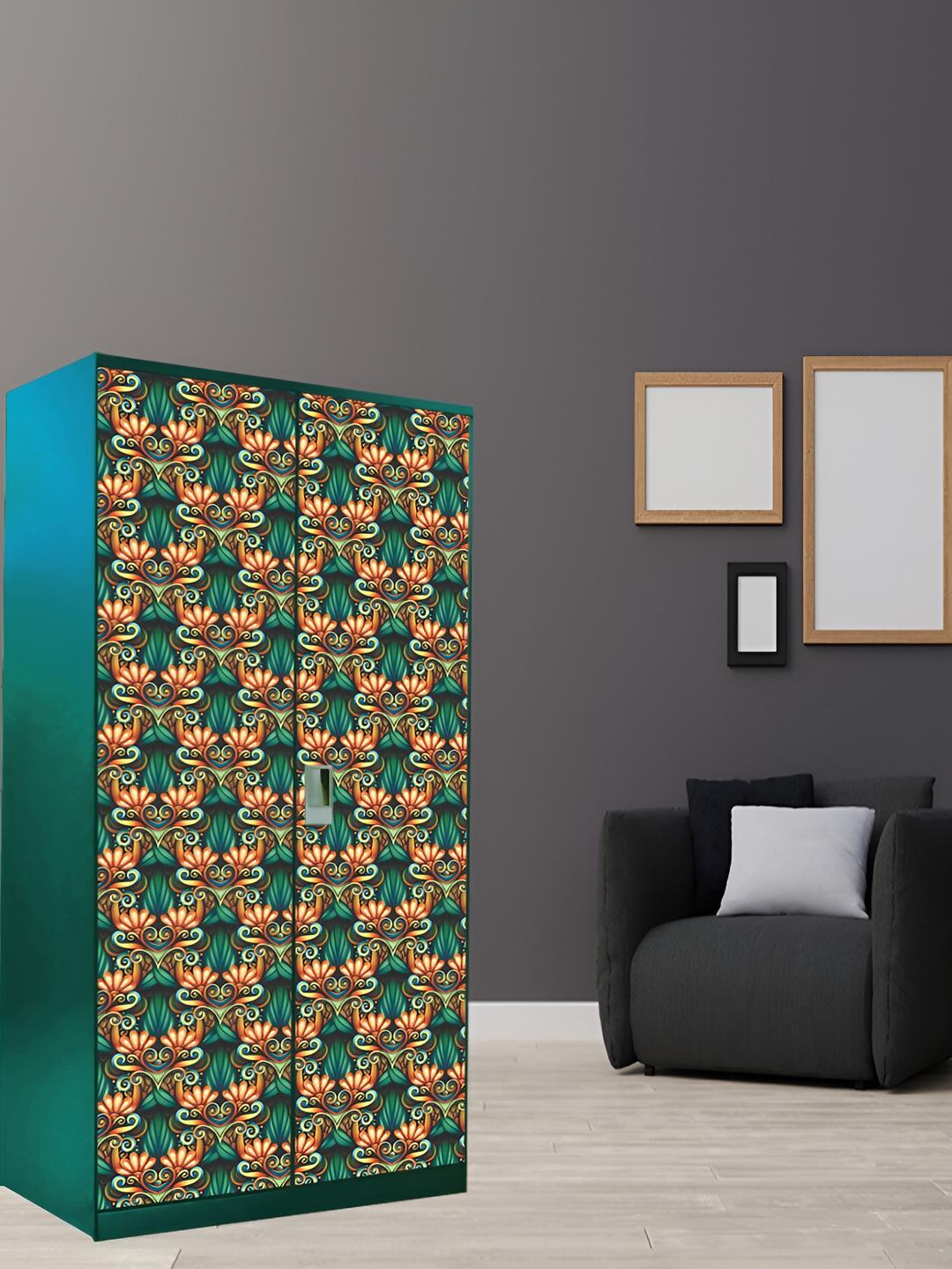 Buy WALLWEAR Green & Brown Printed Wardrobe Sticker - Decals And ...