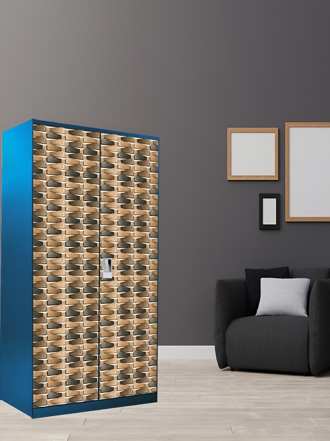 Buy WALLWEAR Grey & Beige Printed Self Adhesive Wardrobe Wallpaper ...