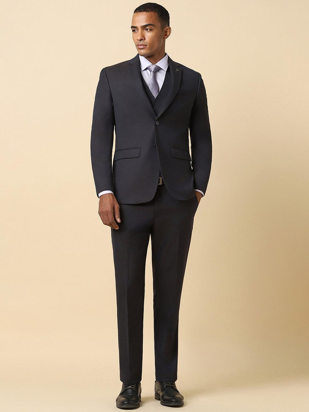 Buy Allen Solly Slim Fit Single Breasted Three Piece Formal Suit ...