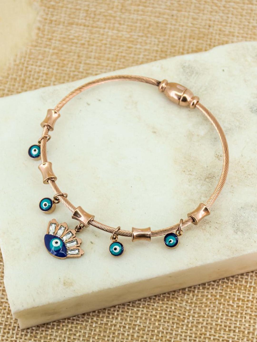 Buy The Pari Gold Plated Evil Eye Charm Bracelet - Bracelet for Women ...