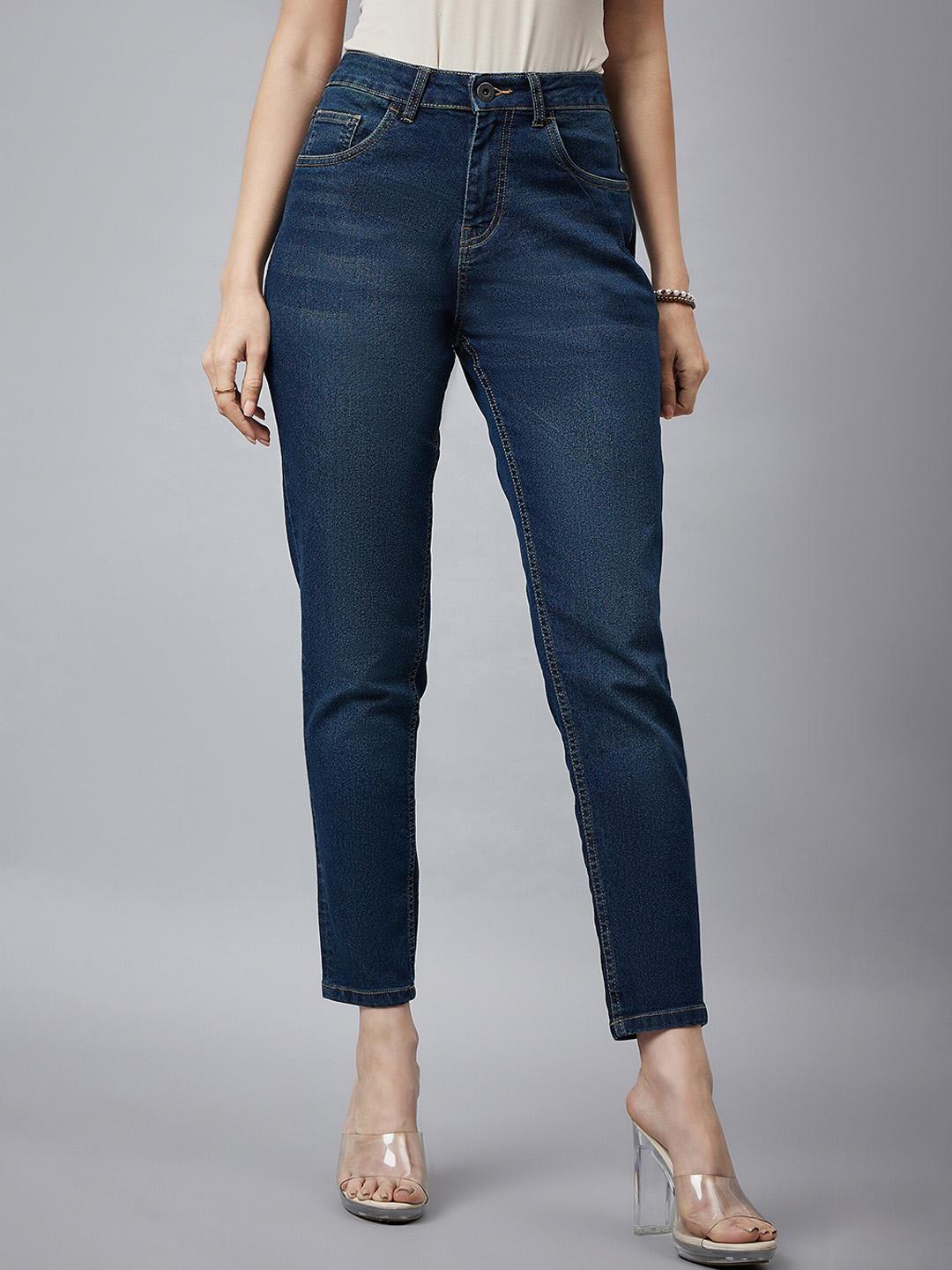 Buy Chemistry Women Comfort Clean Look High Rise Mom Fit Cropped Length ...
