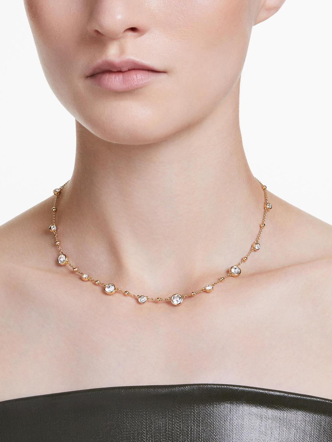Buy SWAROVSKI Gold Plated Crystals Studded Necklace - Necklace And ...