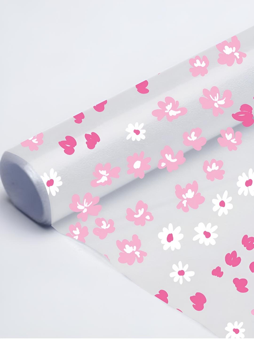 Buy CVANU Pink & White Floral Waterproof & Self Adhesive Window Film ...