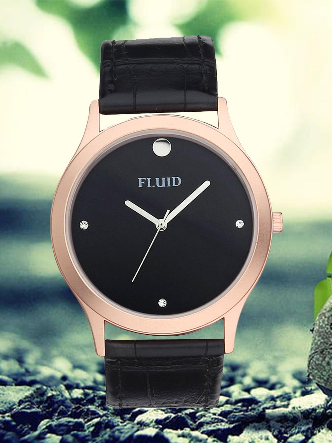 Buy FLUID Men Embellished Dial & Leather Straps Analogue Watch ...