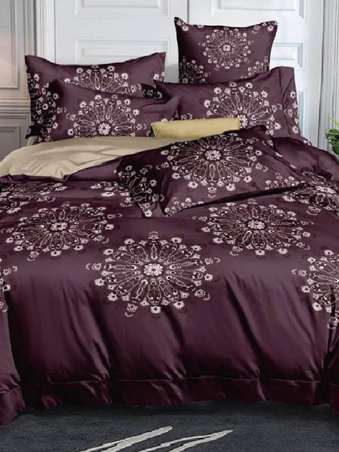 Buy Laying Style Purple 4 Pieces Ethnic Printed Double King Sized ...