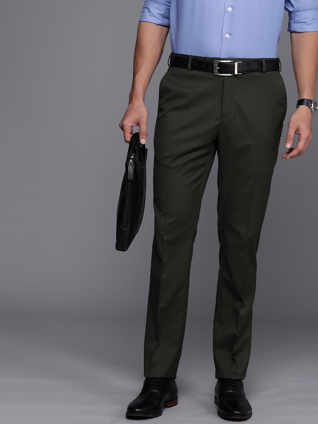 Buy Raymond Men Textured Slim Fit Formal Trousers - Trousers for Men ...
