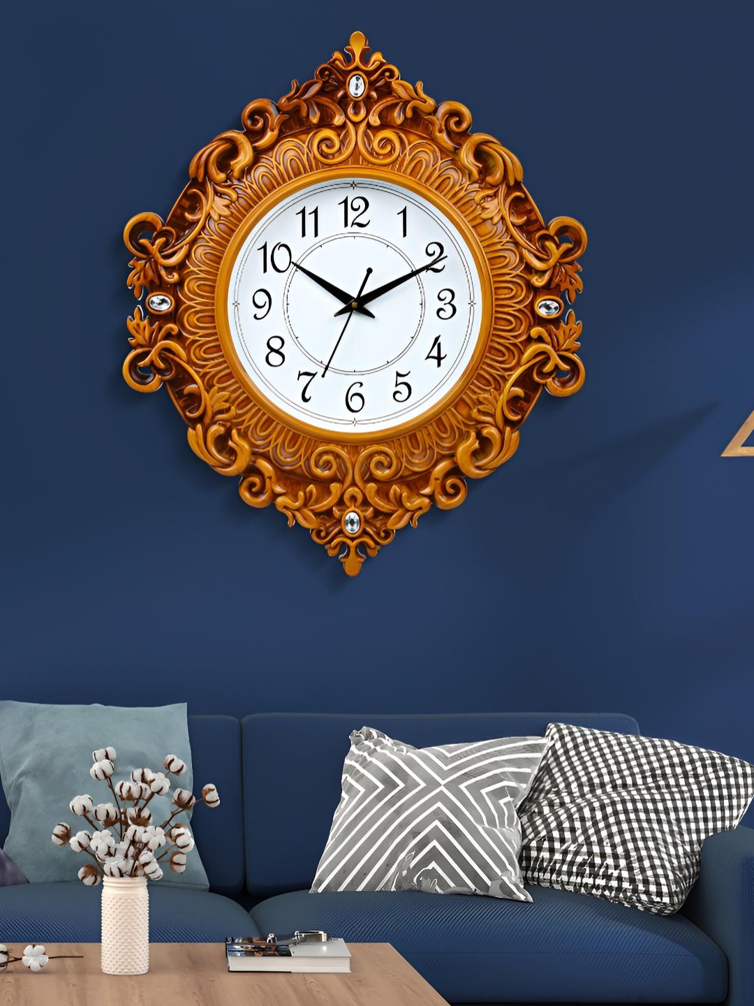 Buy Attractionz Beige Round Textured Analogue Wall Clock - Clocks for ...
