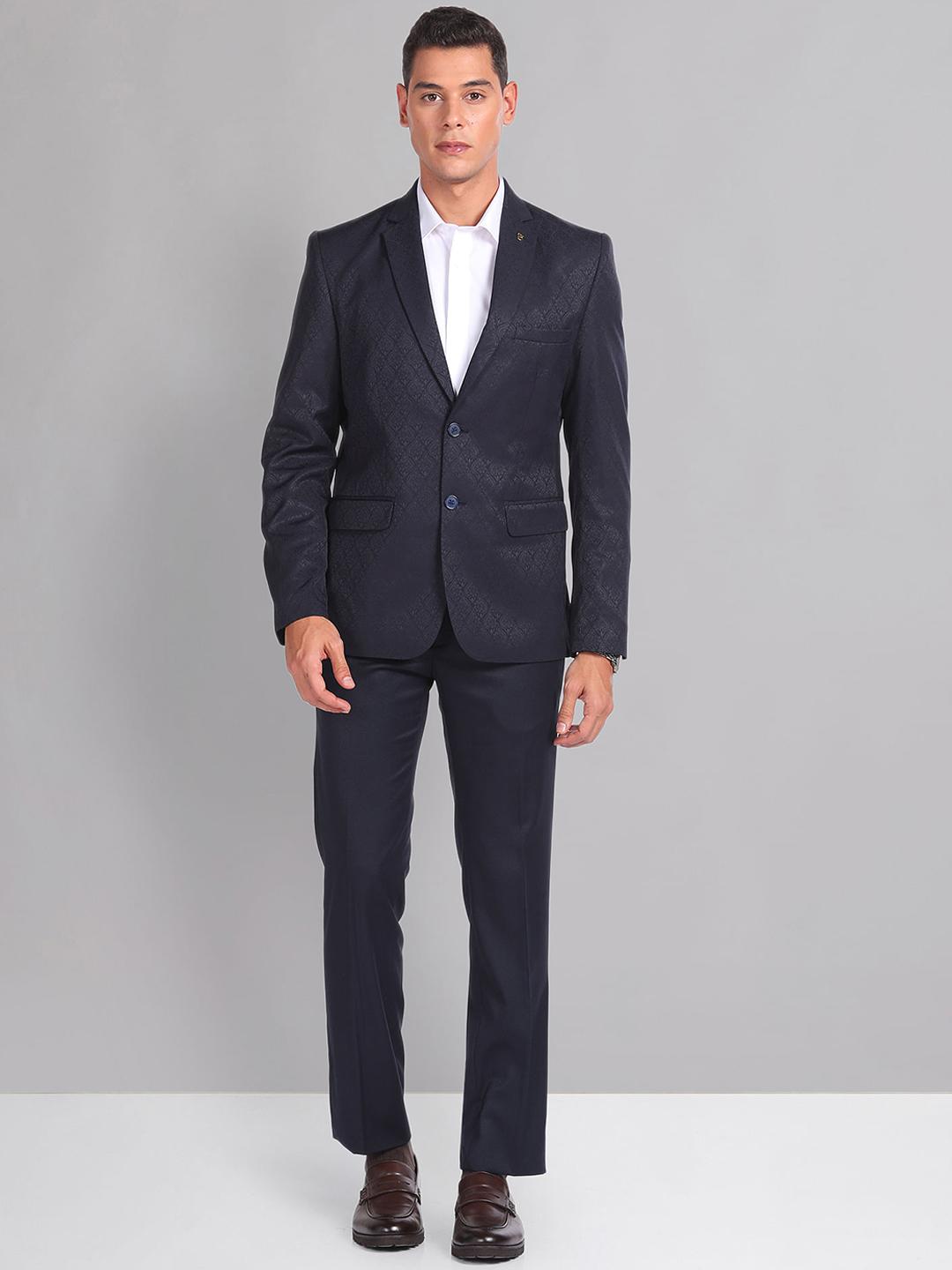 Buy AD By Arvind Tailored Fit Self Design Single Breasted 2 Piece ...