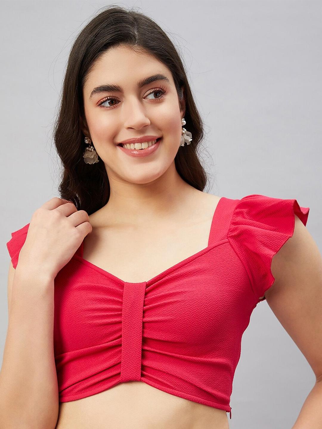 Buy Orchid Blues Sweetheart Neck Flutter Sleeve Crop Top - Tops for ...