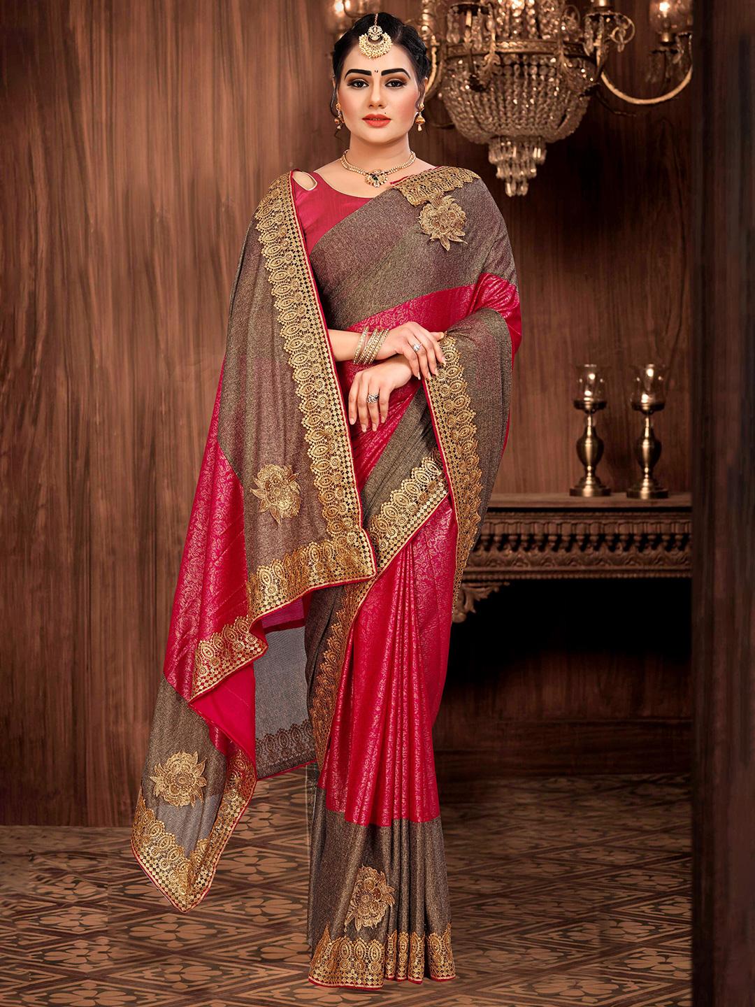 Buy VM TEJANI Floral Embroidered Ready To Wear Saree - Sarees for Women ...