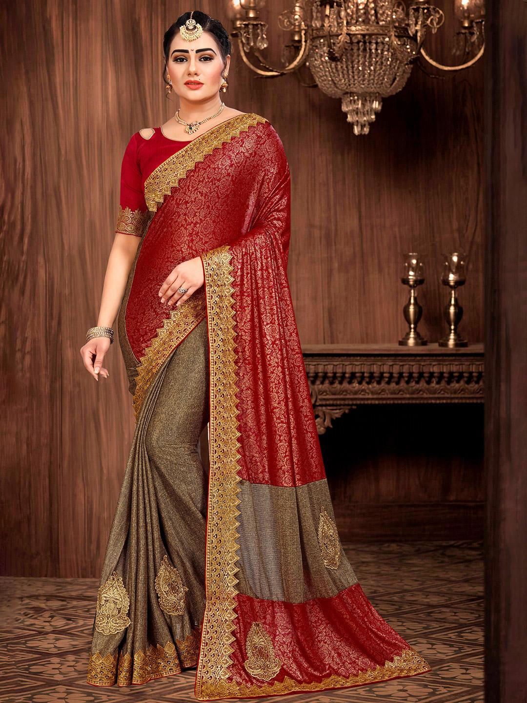 Buy VM TEJANI Floral Printed Embroidered Saree - Sarees for Women ...