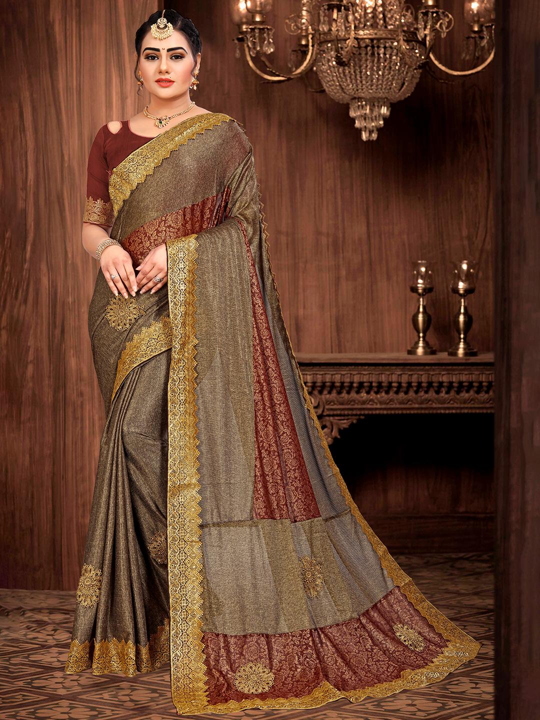 Buy VM TEJANI Floral Printed Embroidered Saree - Sarees for Women ...