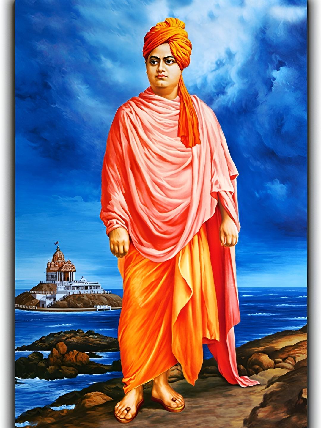 Buy PnF Orange & Blue Swami Vivekananda Wall Stickers - Decals And ...