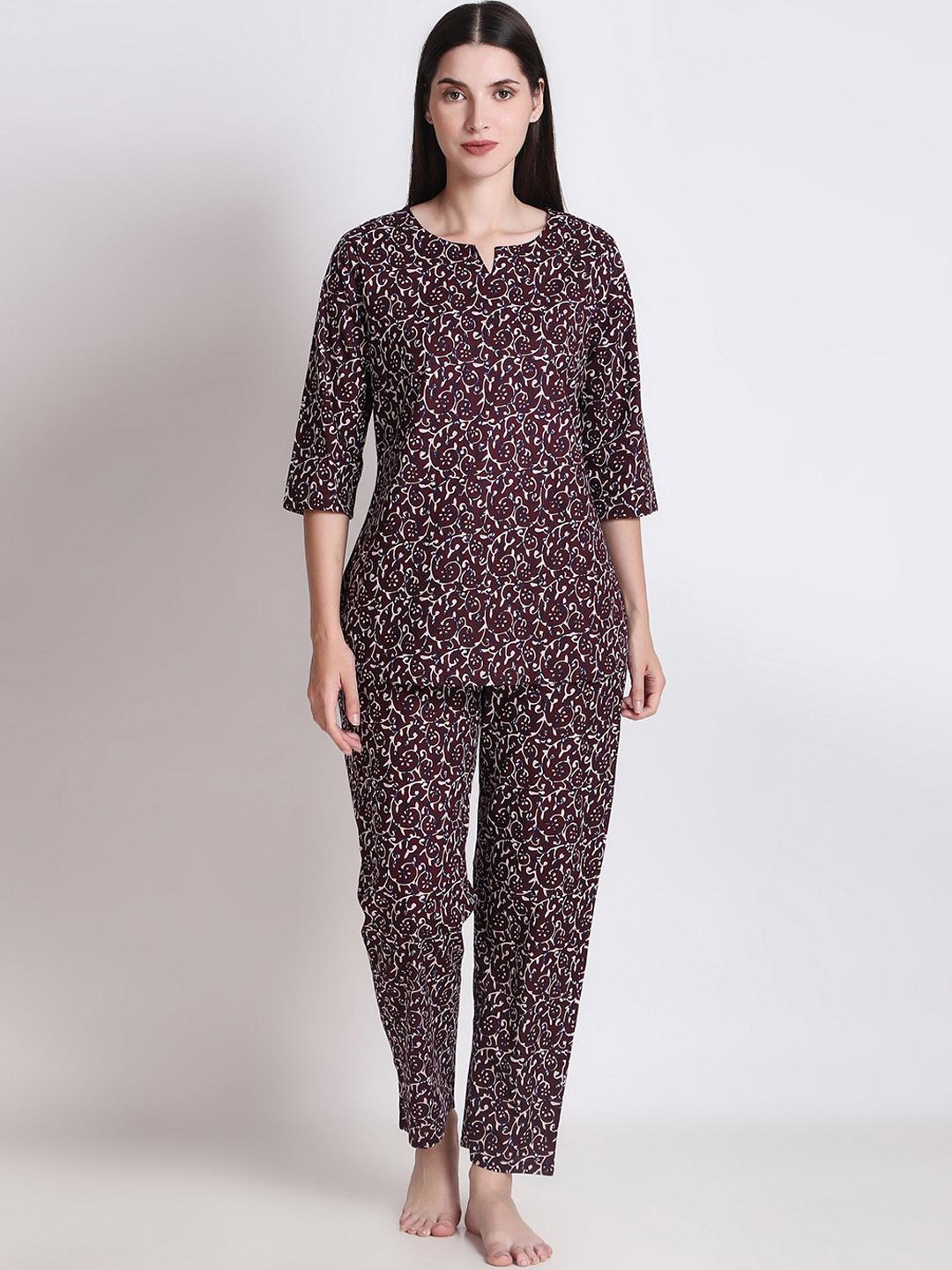 Buy Ichaa Floral Printed Pure Cotton Night Suit - Night Suits for Women ...