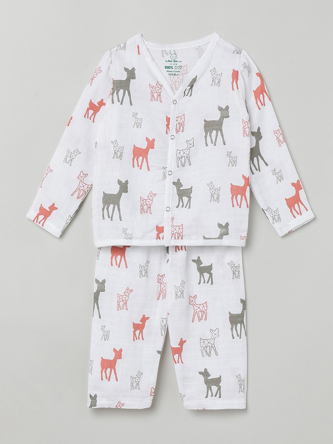 Buy The Boo Boo Club Kids Graphic Printed Pure Cotton Muslin Night Suit ...