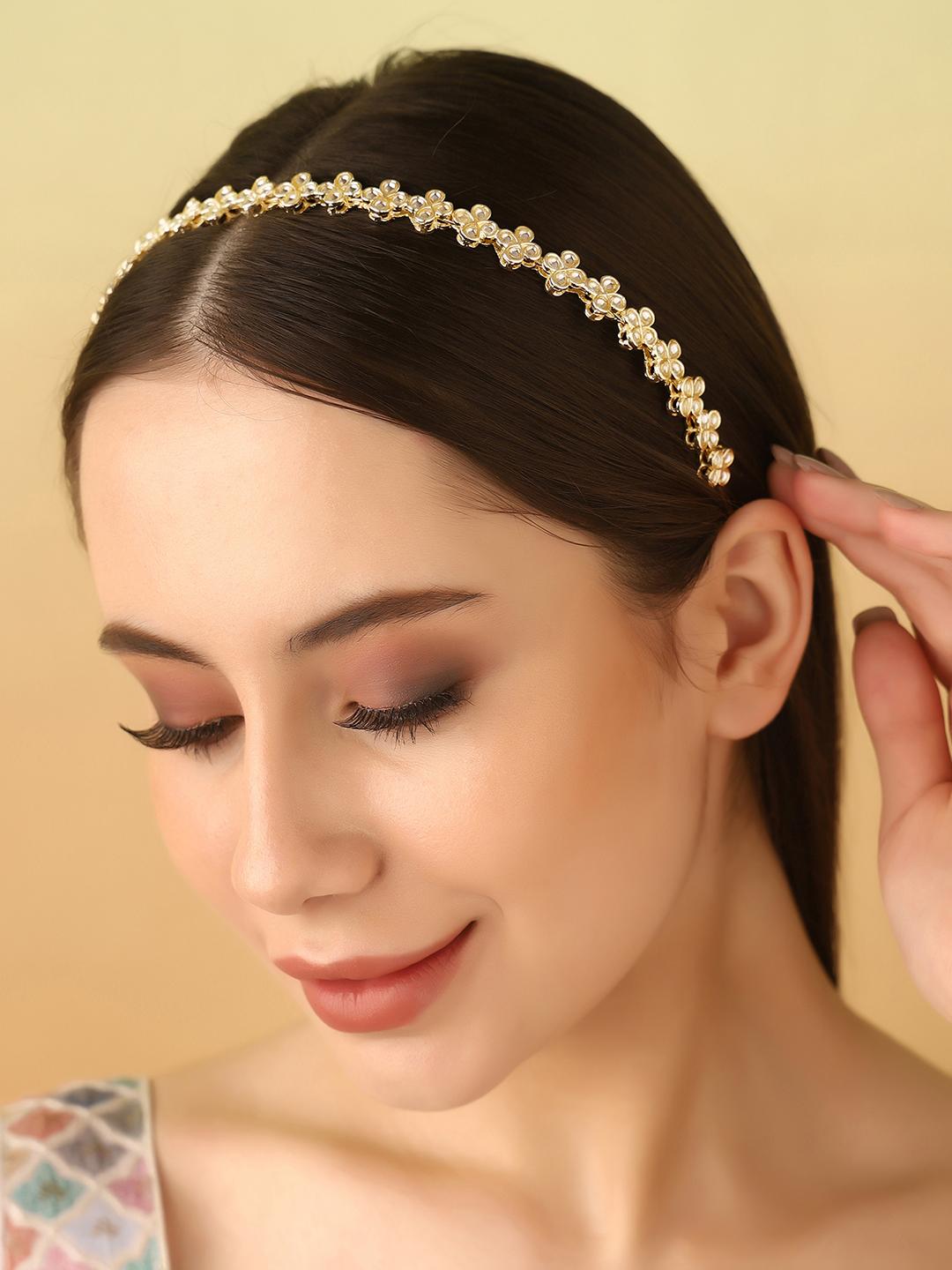 Buy Priyaasi Embellished Kundan Studded Tiara - Hair Accessory for ...