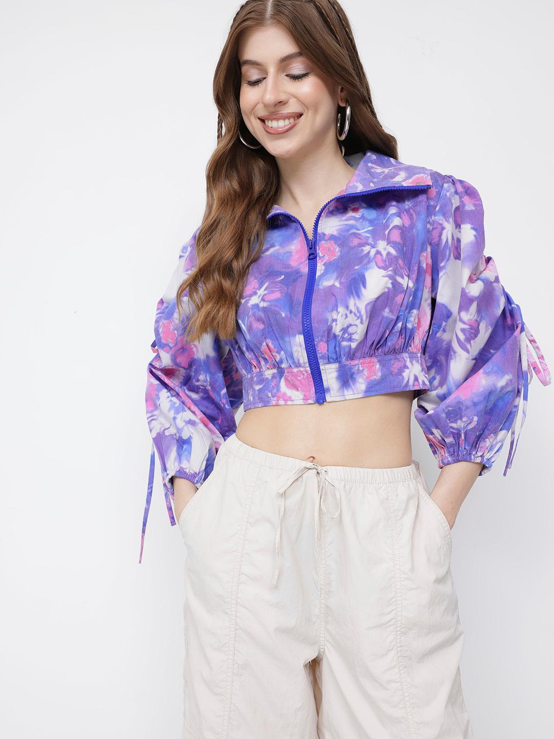 Buy DressBerry X Fwd Floral Printed Tailored Crop Top - Tops for Women ...
