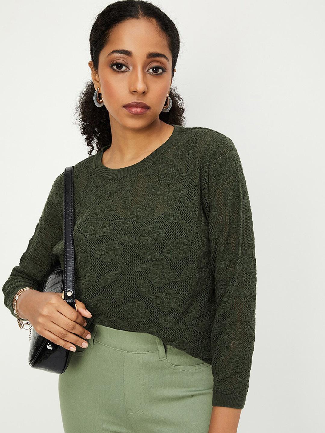 Buy Max Self Design Three Quarter Sleeves Cotton Top - Tops for Women ...