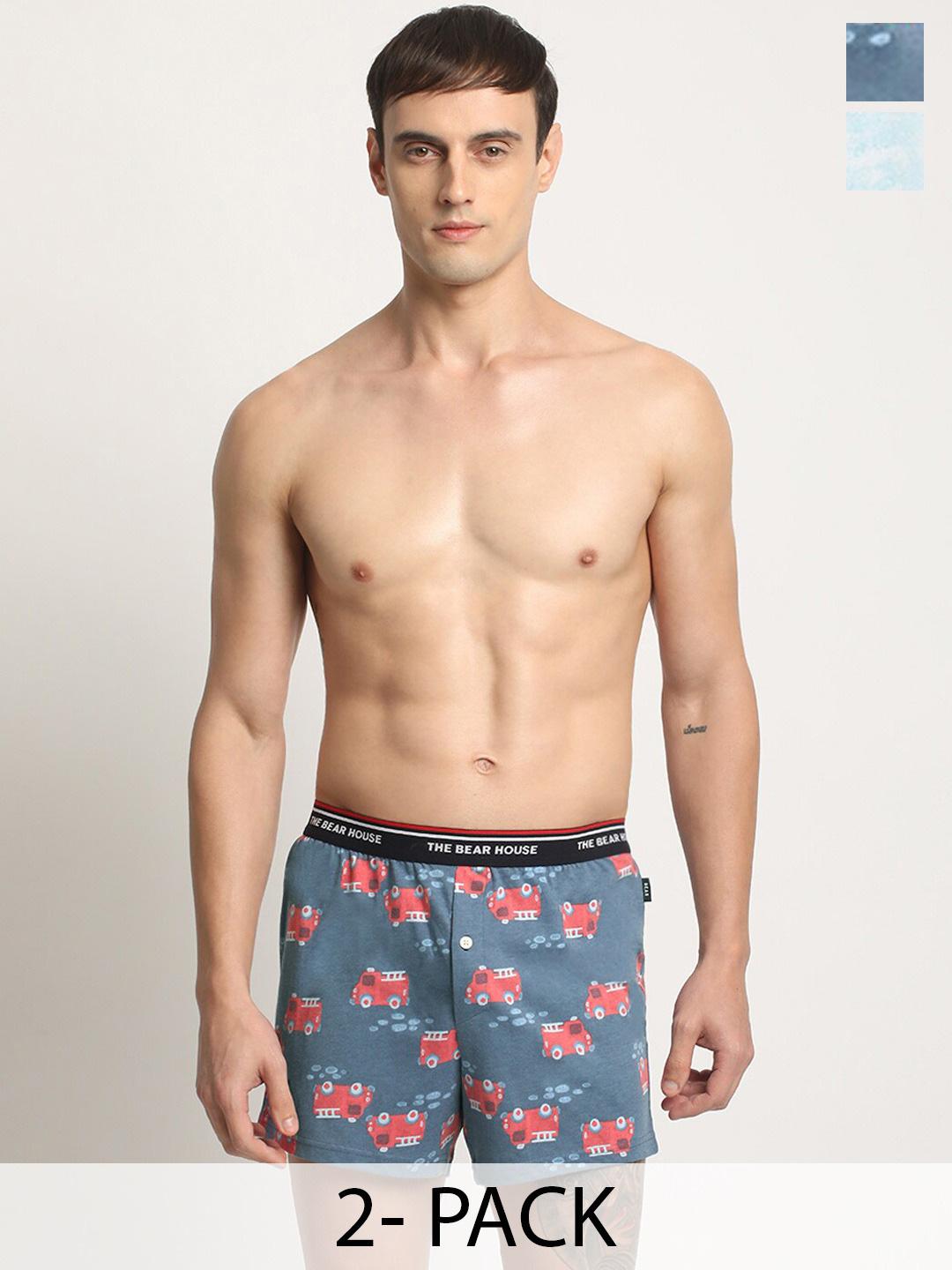 Buy THE BEAR HOUSE Pack Of 2 Printed Cotton Boxers BOX BUSAS BL - Boxers for Men 27541006 | Myntra