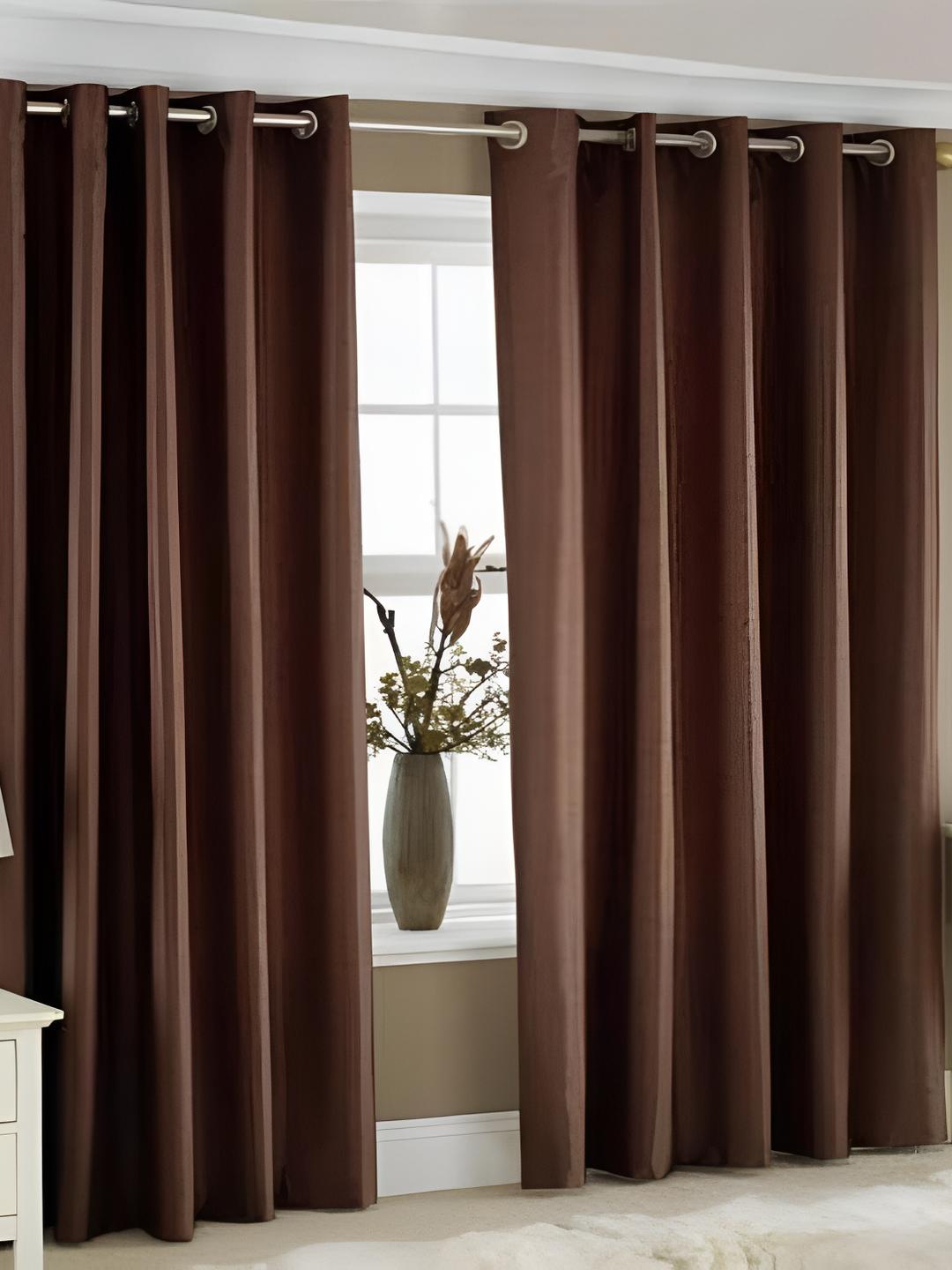 Buy Exporthub Brown 2 Pieces Window Curtains - Curtains And Sheers for ...