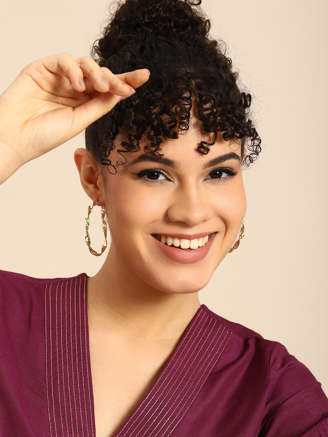 Buy Anouk Women Gold Plated Circular Hoop Earrings - Earrings for Women ...
