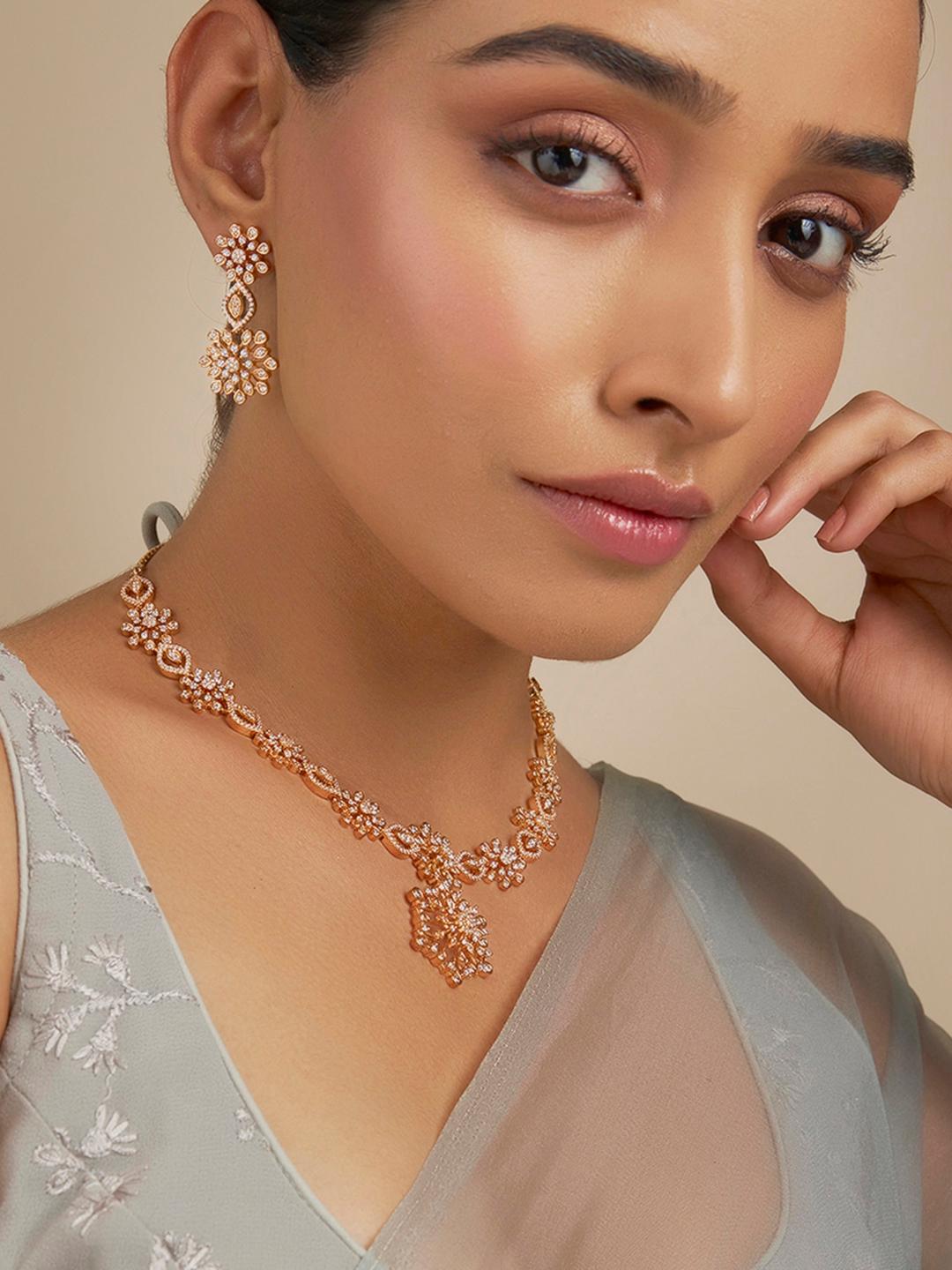 Buy Kushal's Fashion Jewellery Gold Plated Cubic Zirconia Studded ...