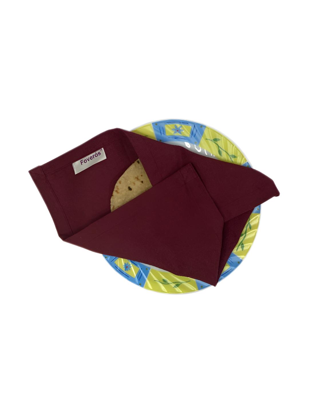 Buy FOVEROS Maroon 3 Pieces Cotton Roti Cover - Table Napkins for ...