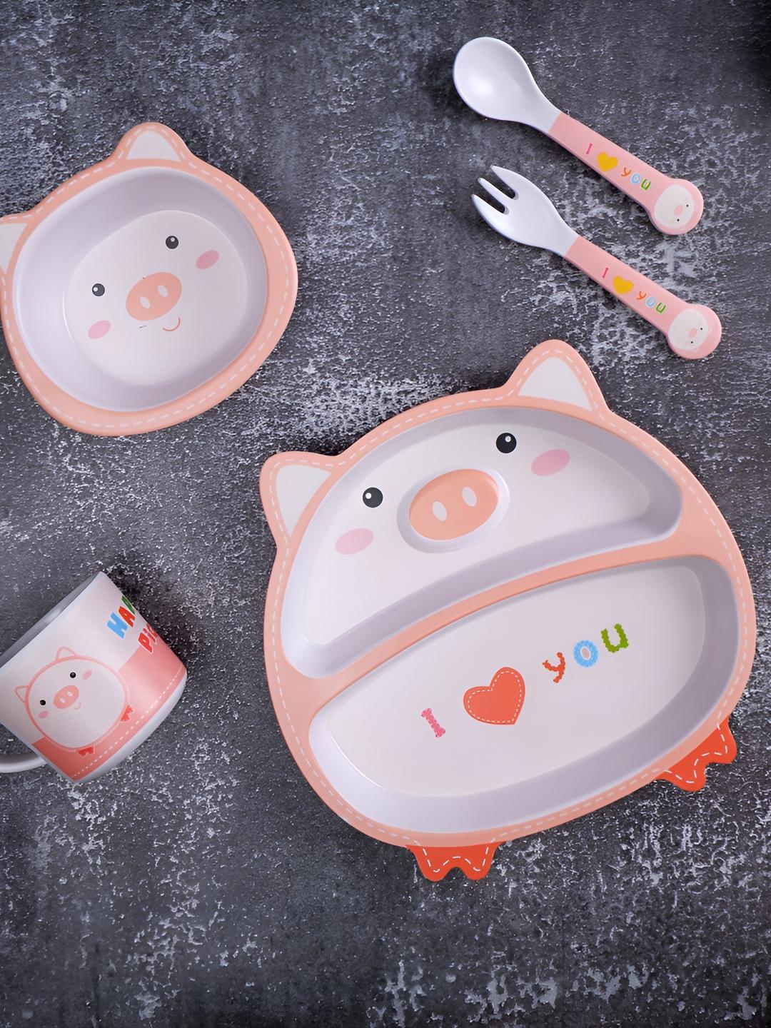 Buy THE BAMBOO CO Plumpy Pig Bamboo Kids/Baby Feeding Peach Cartoon ...