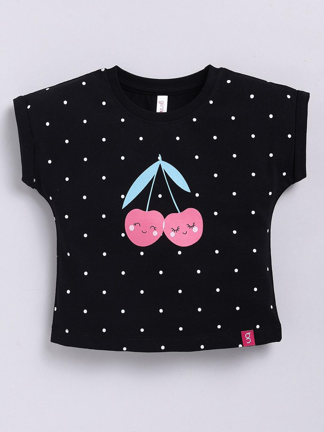 Buy Ginie Girls Polka Dot Printed Extended Sleeves Top - Tops for Girls ...