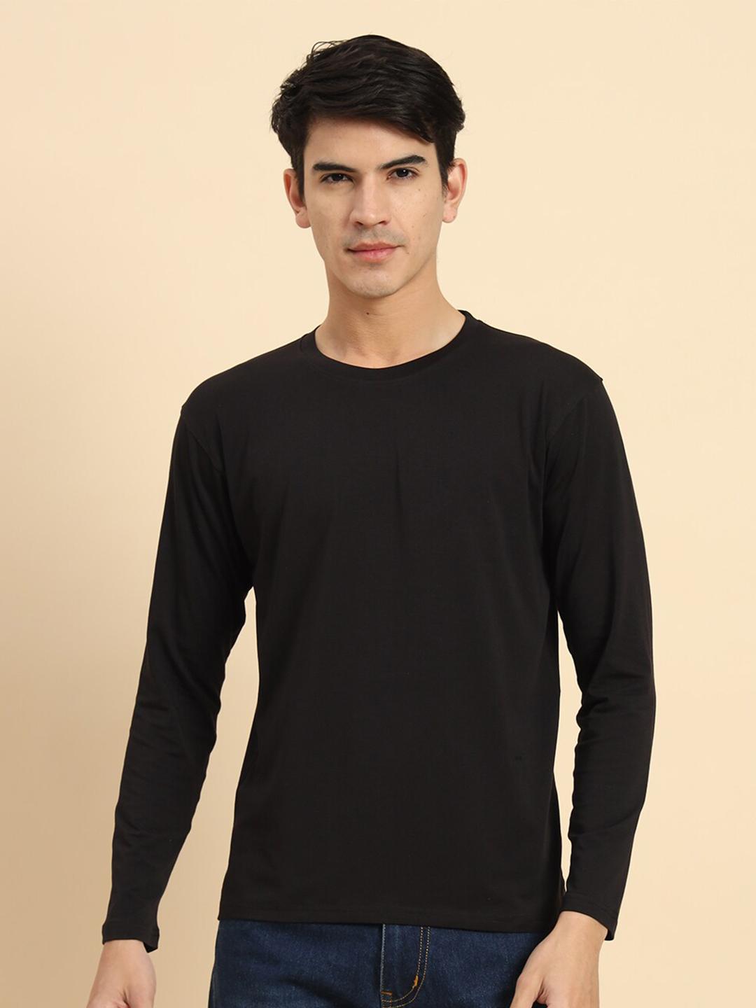 Buy MUWIN Round Neck Full Sleeve Pure Cotton T Shirt - Tshirts for Men ...