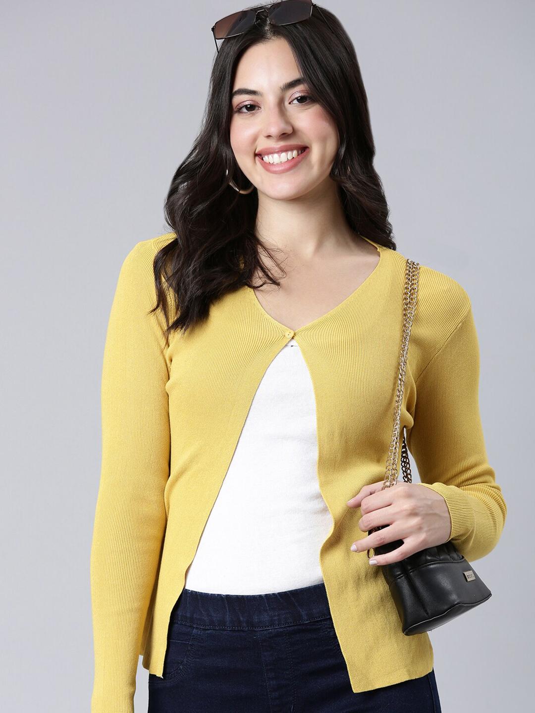 Buy SHOWOFF Acrylic Button Shrug - Shrug for Women 27637112 | Myntra