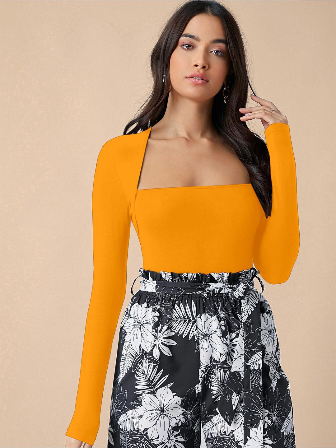 Buy AAHWAN Square Neck Fitted Top - Tops for Women 27655848 | Myntra