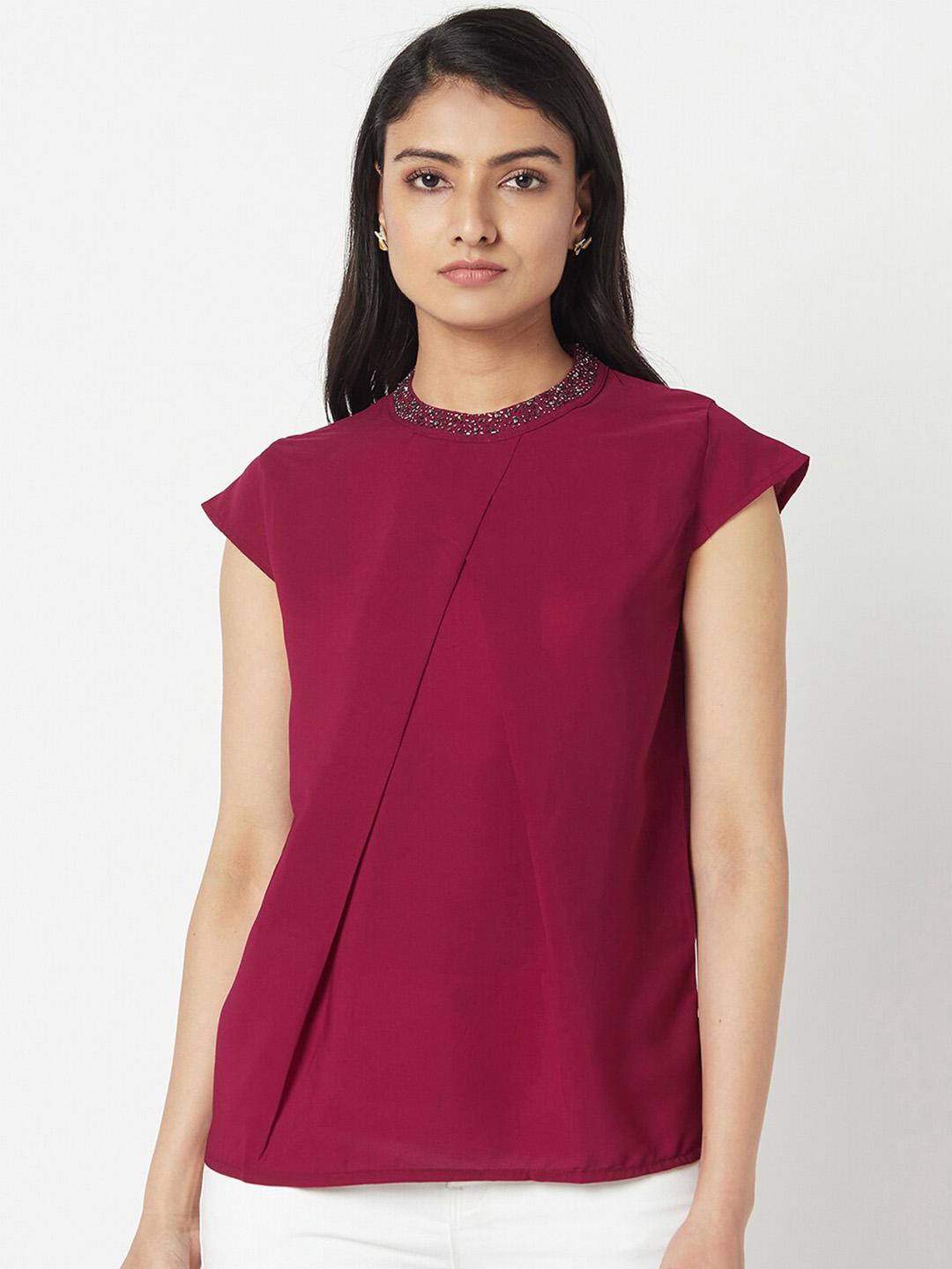 Buy Miss Grace Jewel Neck Cap Sleeves Top - Tops for Women 27659822 ...