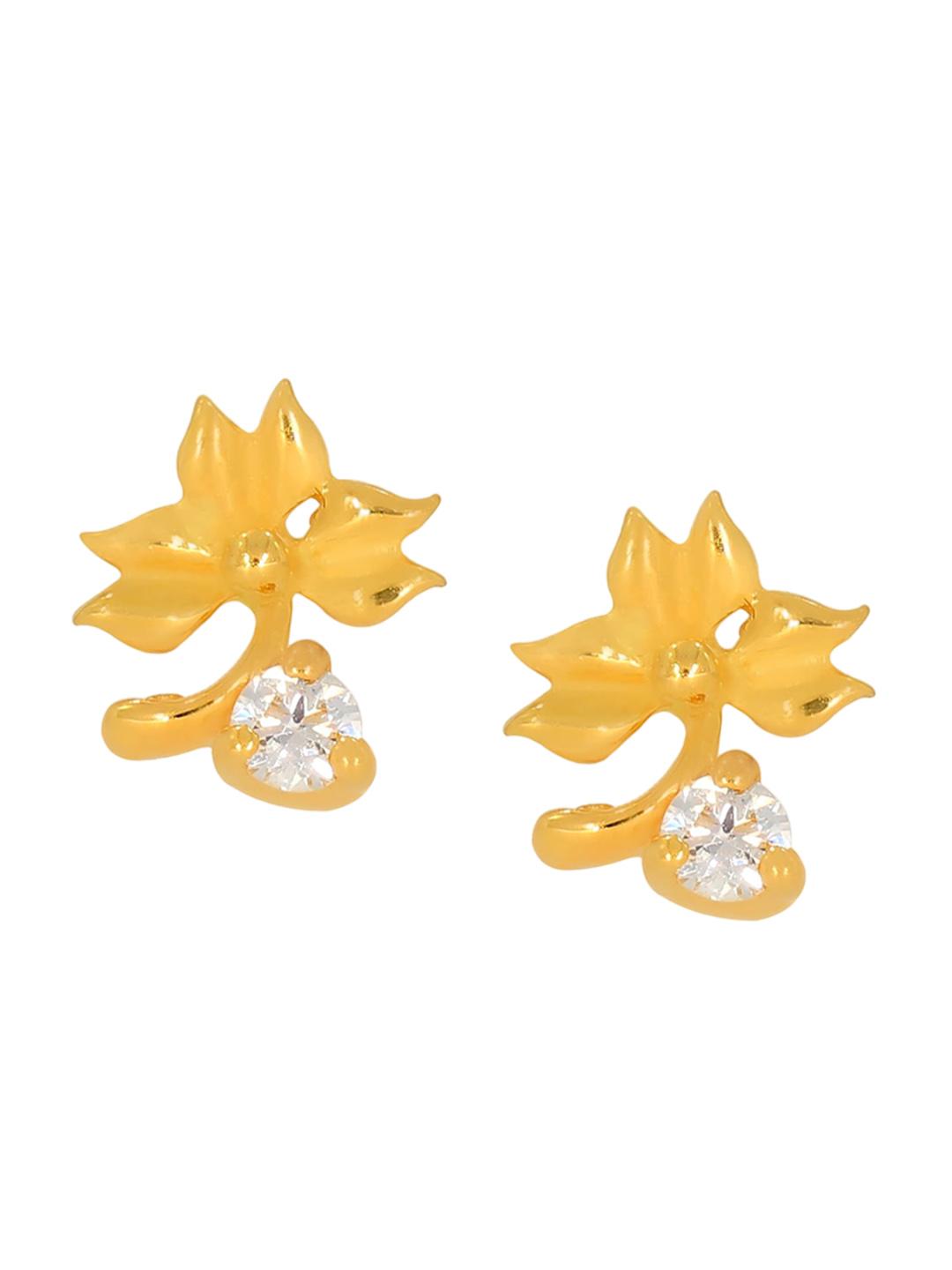 Buy BHIMA 22K Hallmark 916 Purity Yellow Gold Leaf Stone Stud ...
