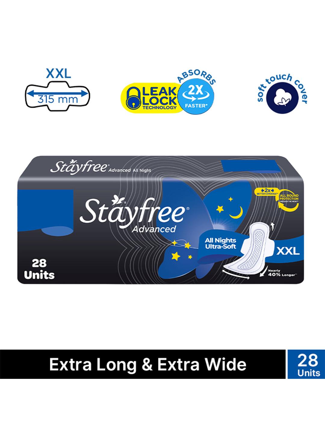 Buy Stayfree Advanced All Night Ultra Comfort XXL Napkin With Wings 28 ...