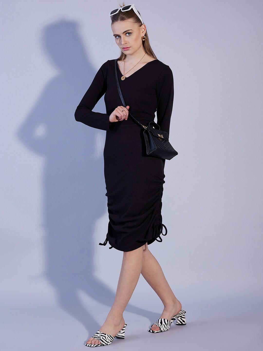Buy Freehand By The Indian Garage Co V Neck Sheath Midi Dress - Dresses ...