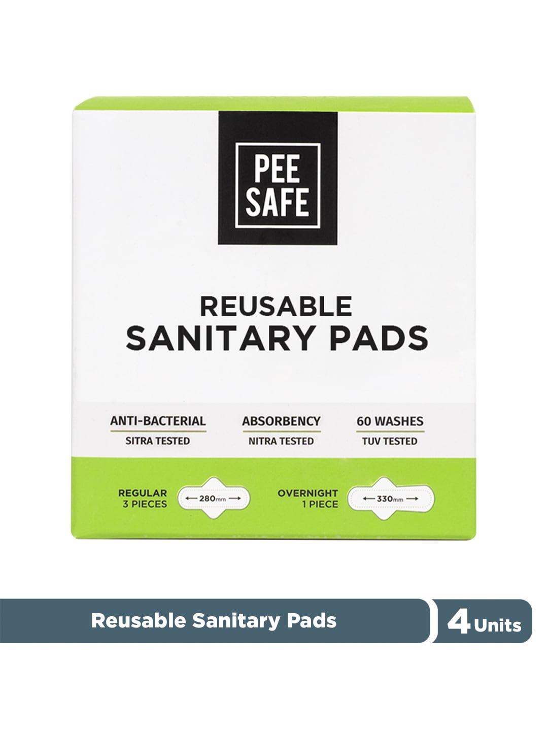 Buy PEESAFE 4 Pcs Reusable Sanitary Pads 3 Regular + 1 Overnight Pad ...