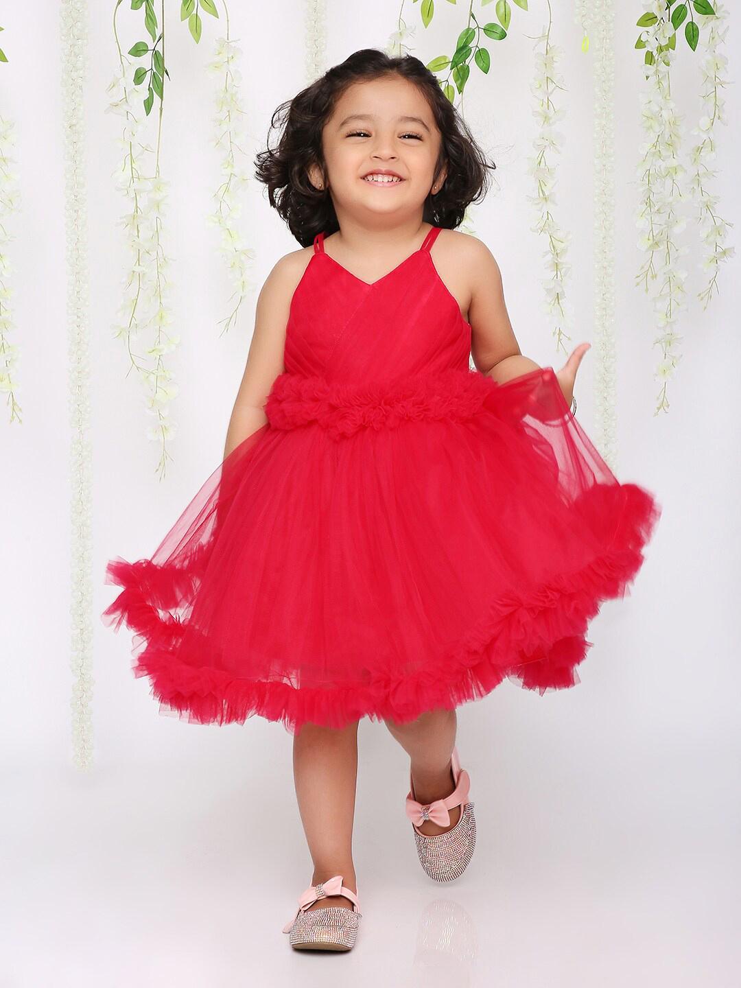 Buy KID1 Girls Shoulder Straps Net A Line Dress - Dresses for Girls ...