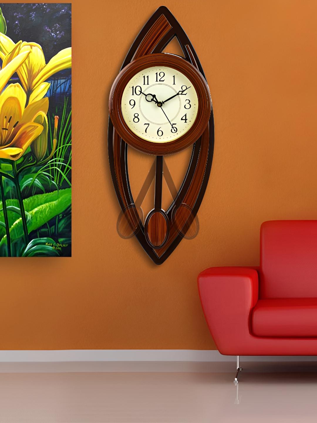 Buy Attractionz Brown Round Pendulum Analogue Wall Clock - Clocks for ...