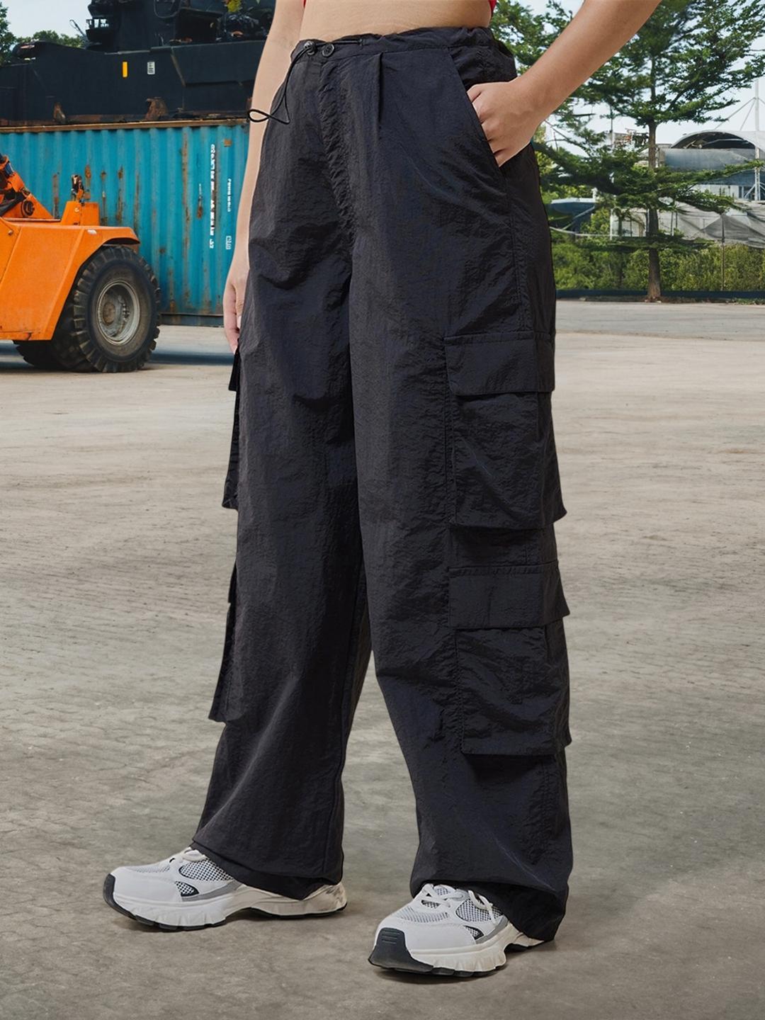 Buy Bewakoof Women Baggy Oversized Cargo Parachute Pants - Trousers for ...